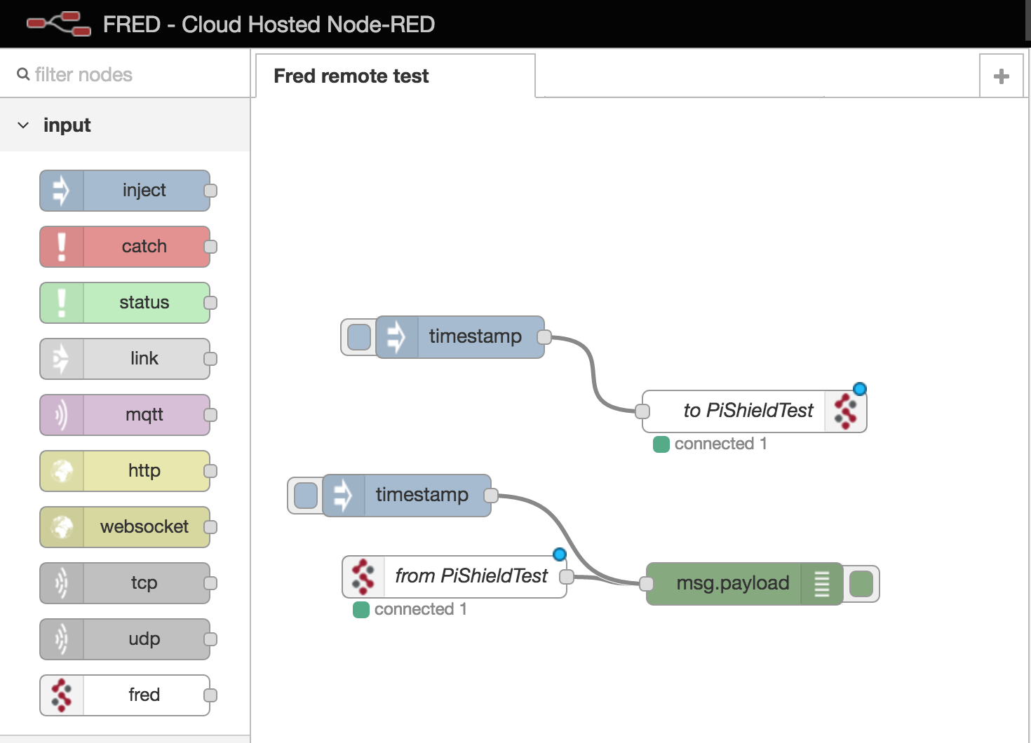 node-red FRED server connection – Infusion Systems